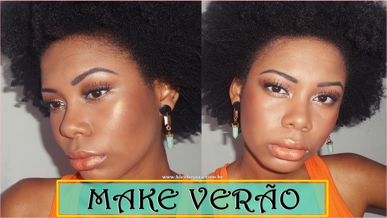 MAKE ILUMINADA E BRONZEADA (OLHOS + PELE) PELE NEGRA | by Kleide Naira - YouTube
