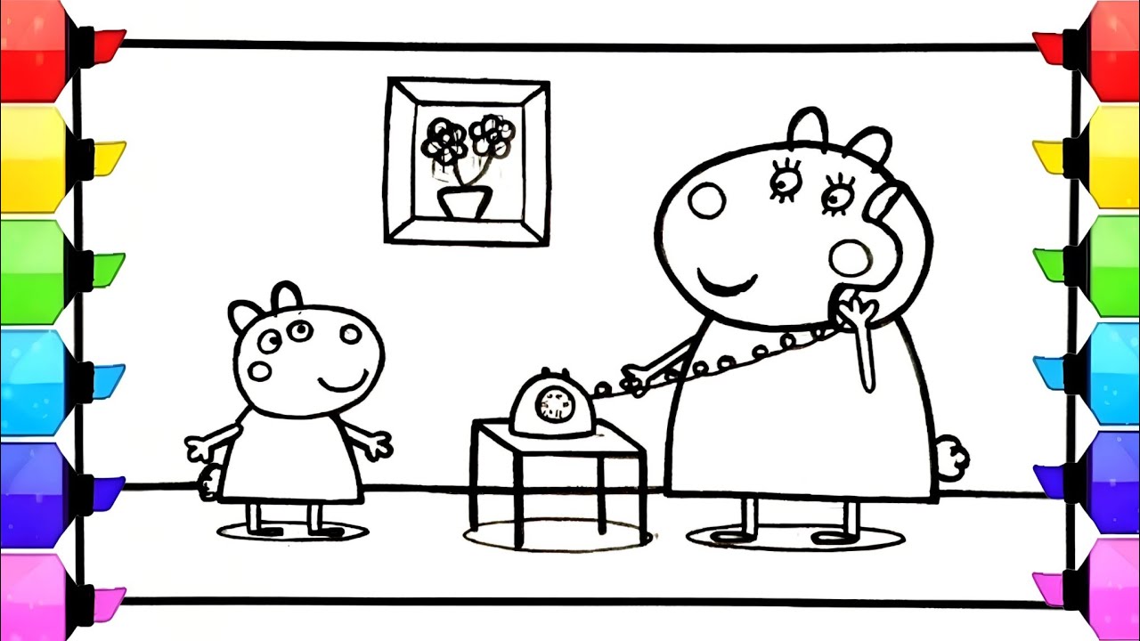 Mummy Suzy Sheep Talking with Teacher Drawing, Painting and Coloring ...