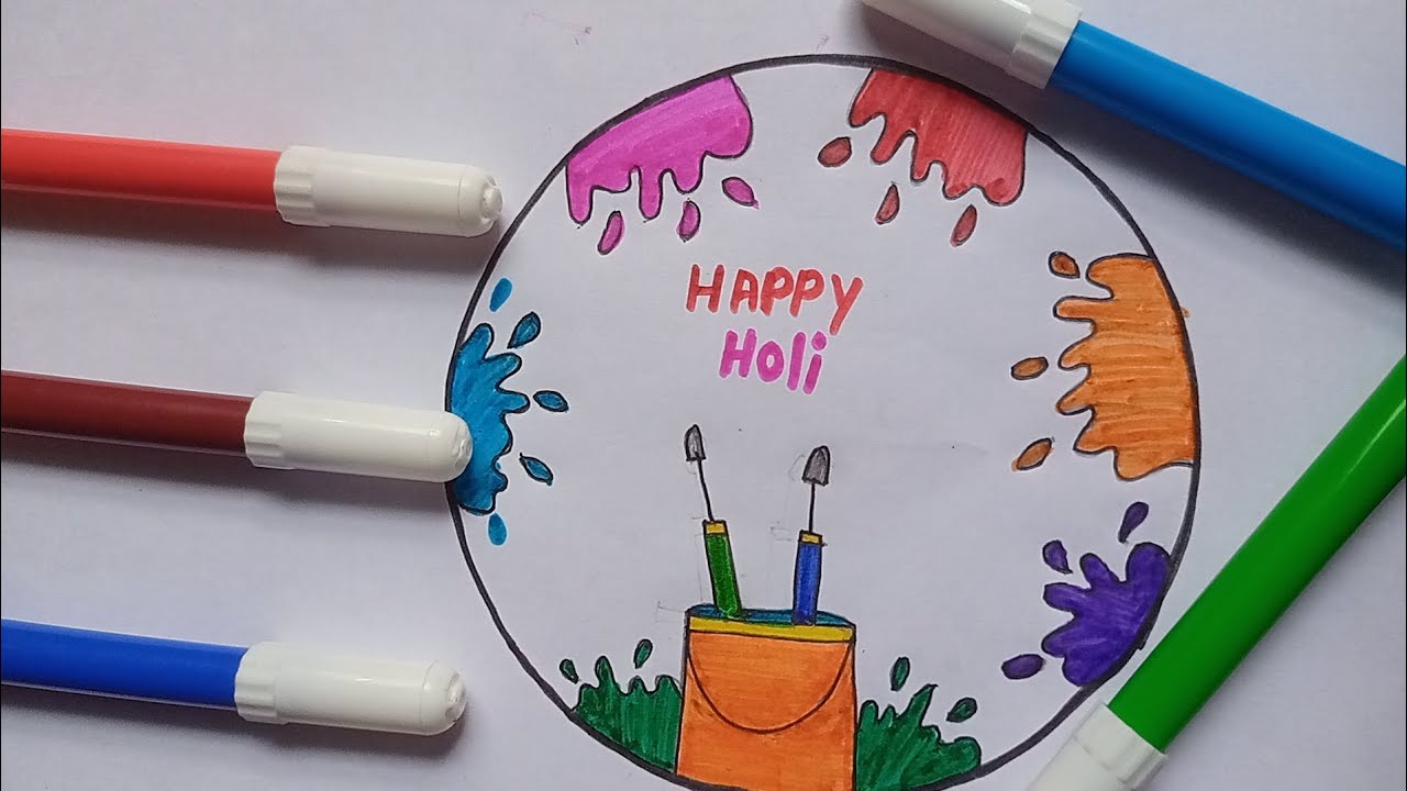Holi special drawing//Holi drawing easy and beautiful //steps by step ...