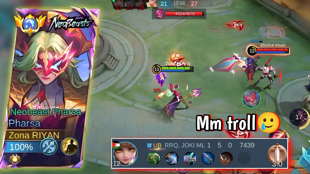 GAMEPLAY PHARSA NEOBEAST MET MM FEEDER🥲 - MLBB - YouTube