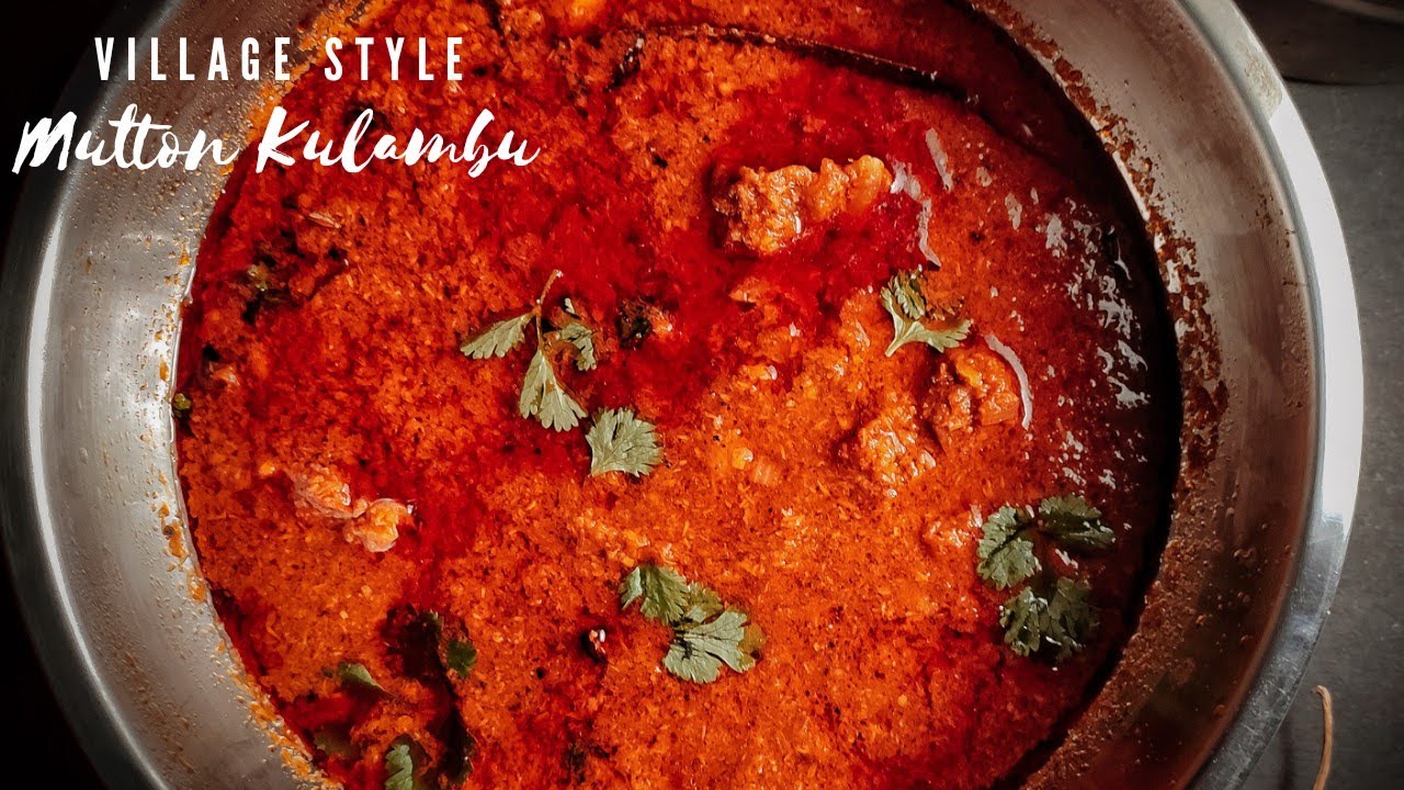 Mutton kulambu recipe in village method using Pressure Cooker - YouTube