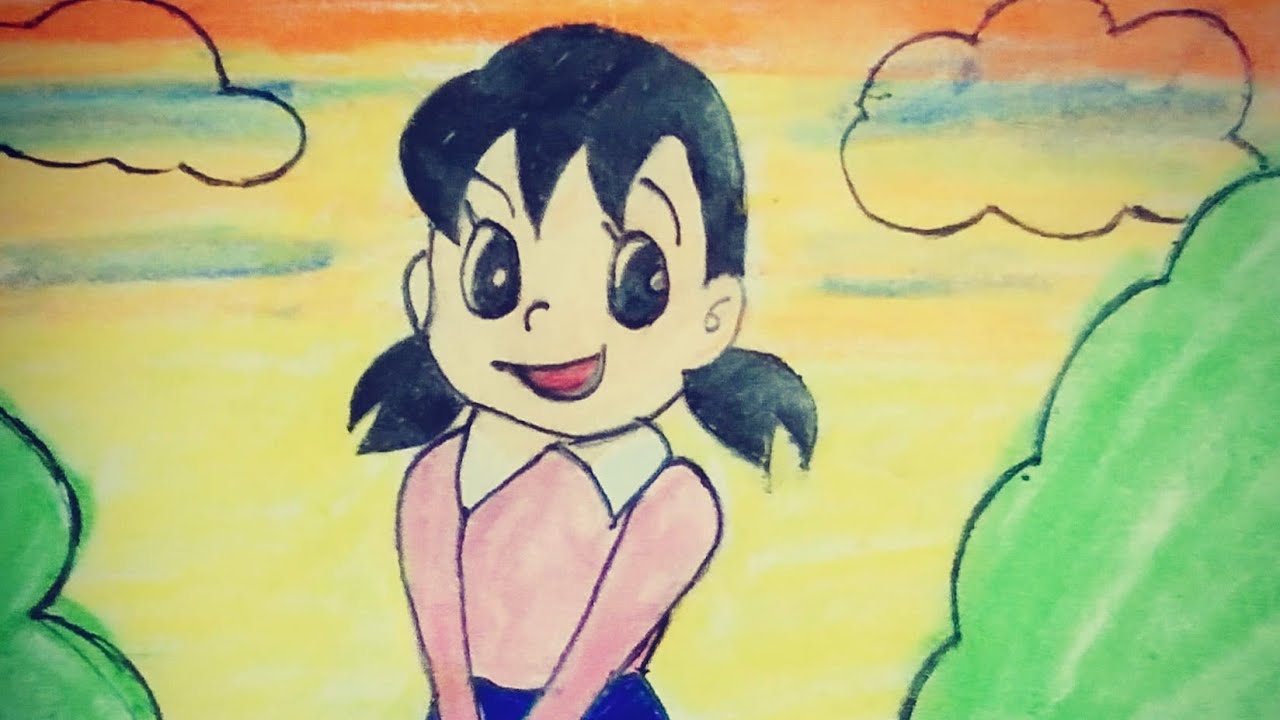 How to draw Shizuka |easy drawings | Shizuka | kids art | Doraemon ...