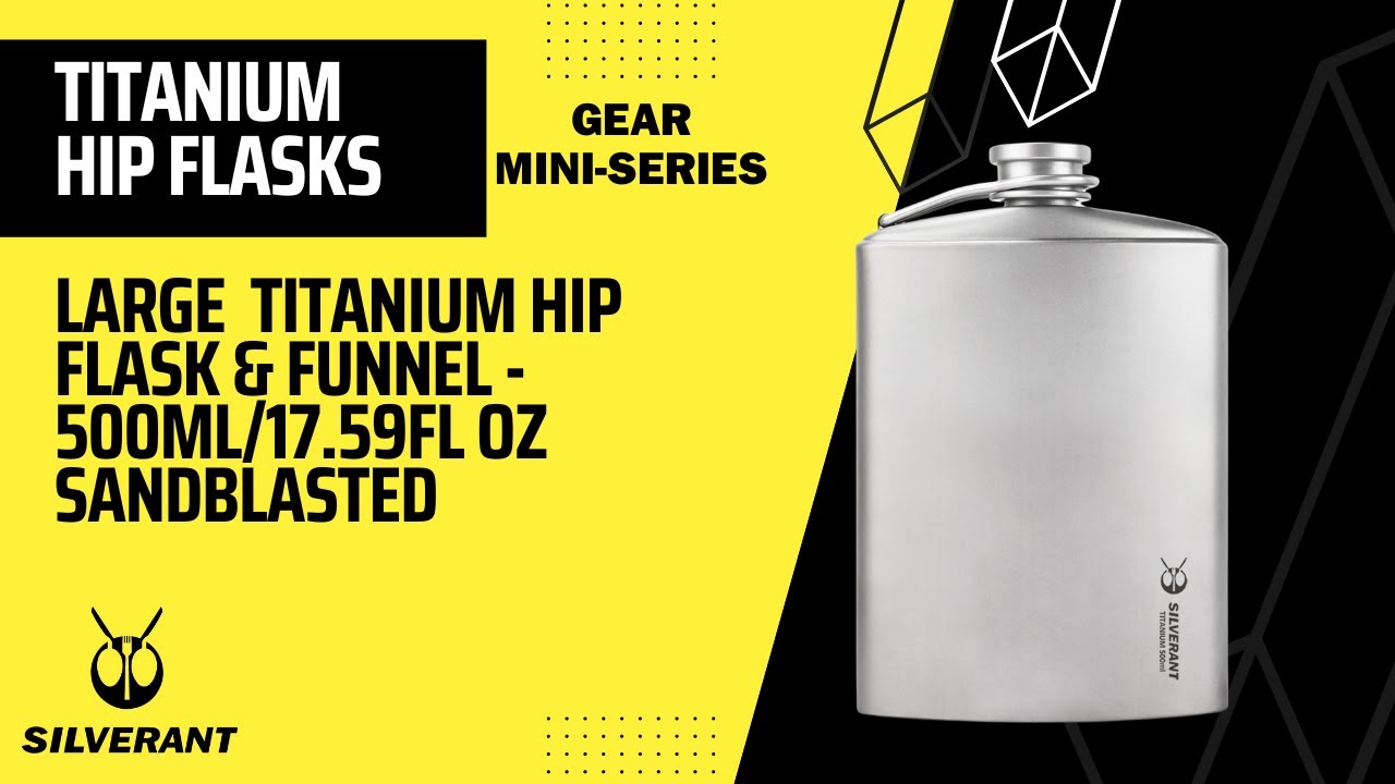 SilverAnt Large Titanium Hip Flask 500ml/17.59 fl oz (Sandblasted ...