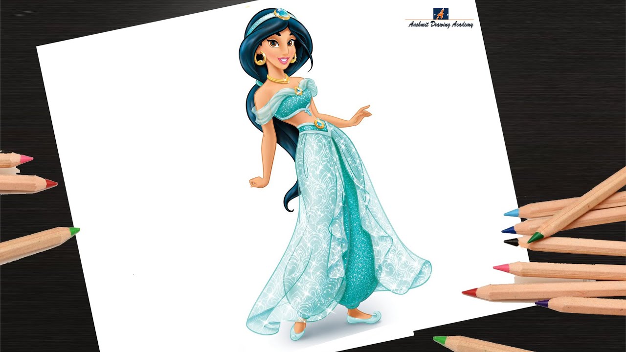 How to Draw Disney Princess Jasmine.aladdin and jasmine easy and step ...