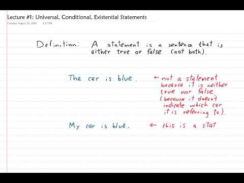 Distrete Structures Lecture 1 Universal, Conditional, Existential Statements - YouTube