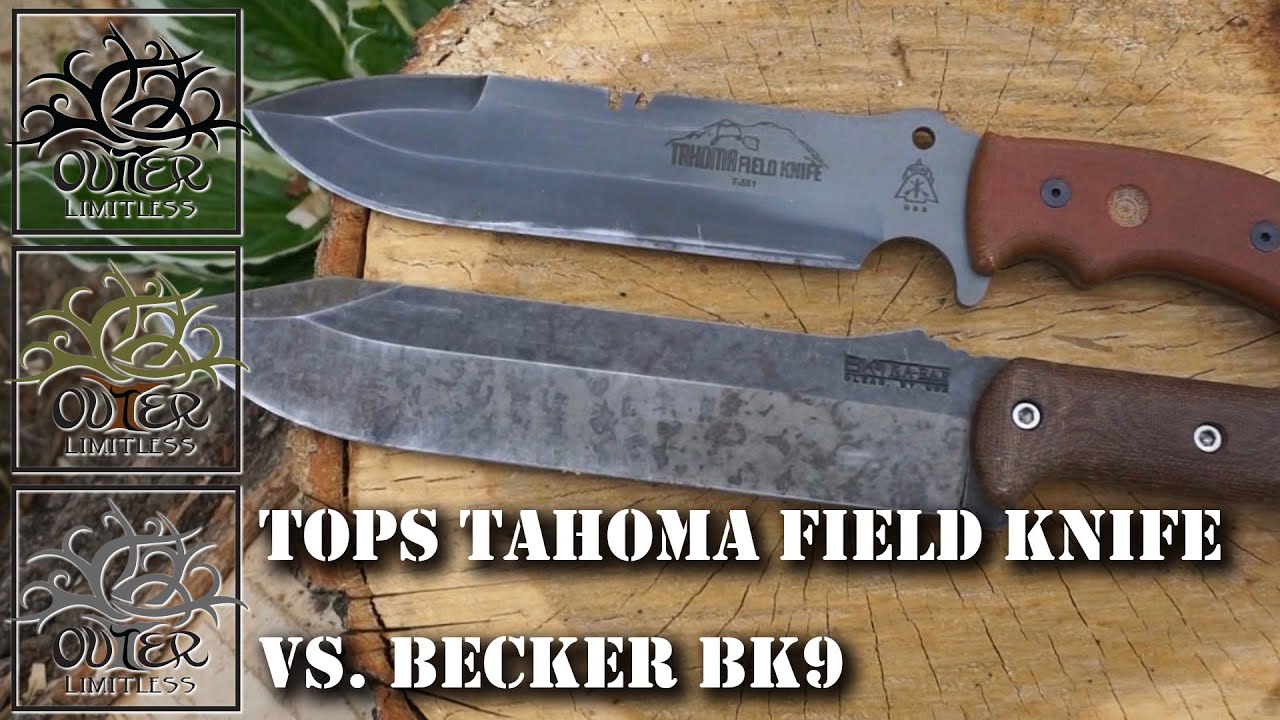 Tops Tahoma Field Knife Vs Becker BK9 - YouTube