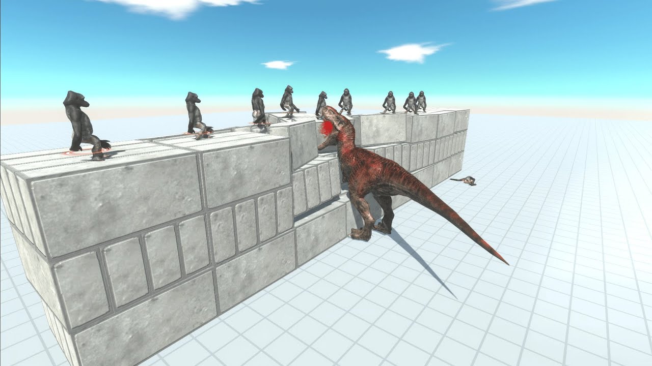 T Rex and Brick Wall Defense Animal Revolt Battle Simulator - YouTube