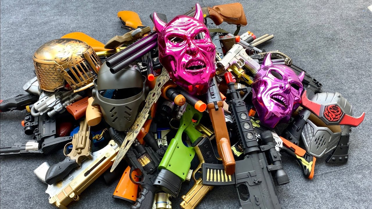 Arms Arsenal ! Devil Masks and Guns Collection ! Box of Toy Guns ...