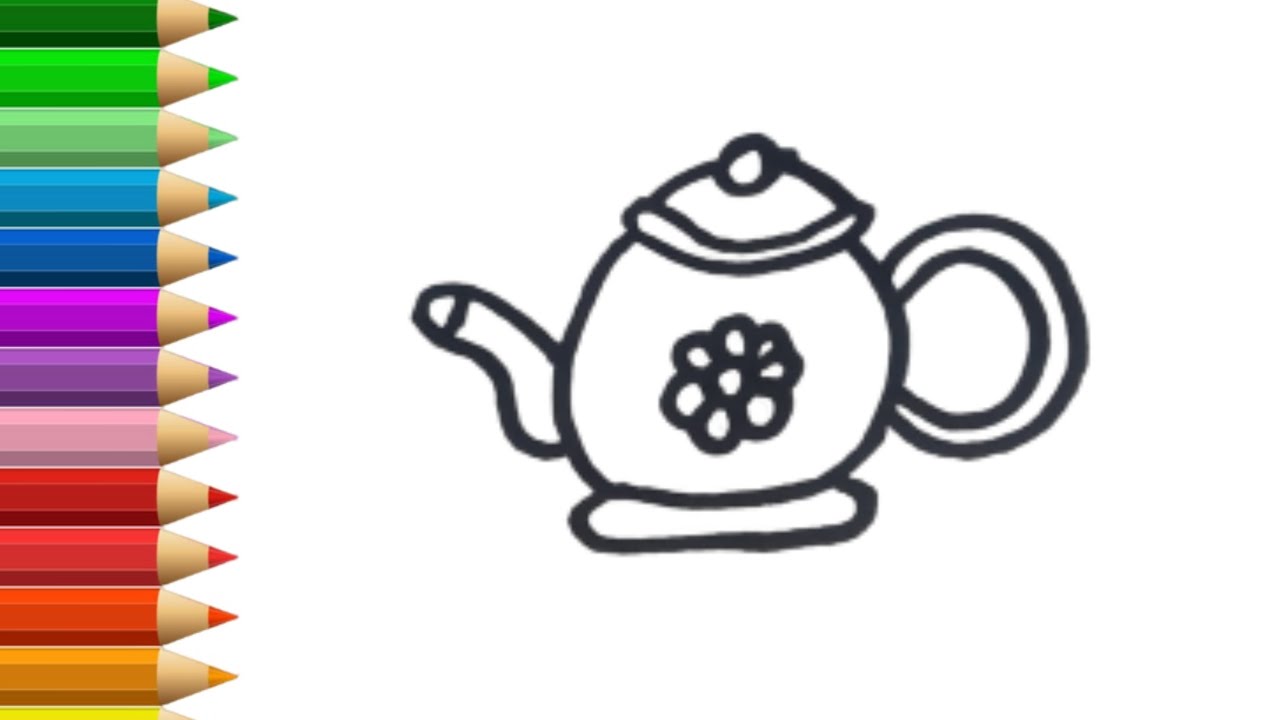 How to draw kettle |easy and cute | step-by-step | cute things ...