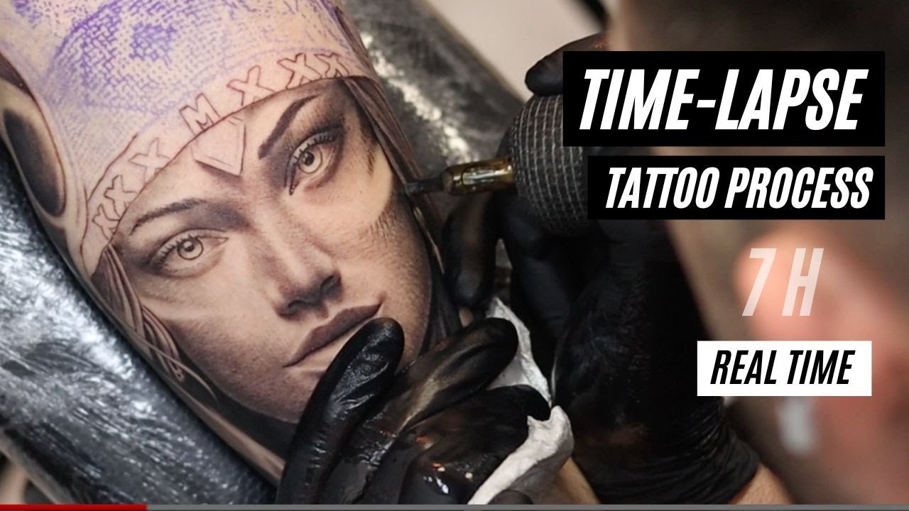 Como Hacer un Tatuaje de Mujer Realista | Paso a Paso | Real Time Tattooing | TIME LAPSE #ink # ...