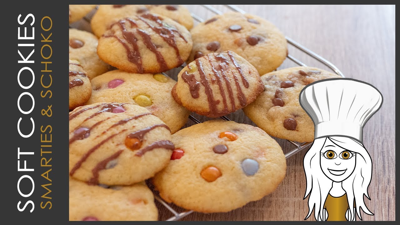 Soft Cookies: Smarties & Schokolade mit Karamell | Nur 1 Teig | Auch ...