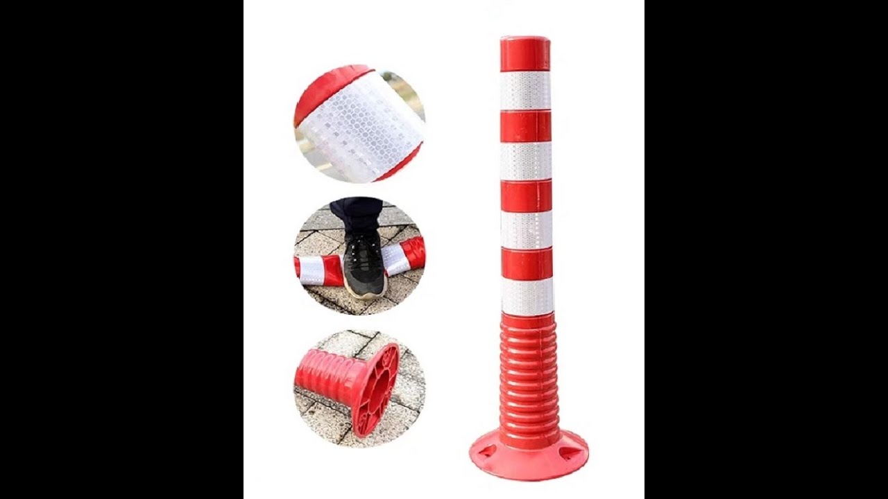 Traffic Flexible Pole Size 75cm(H) TPU Traffic Road Safety Cone With 3 ...
