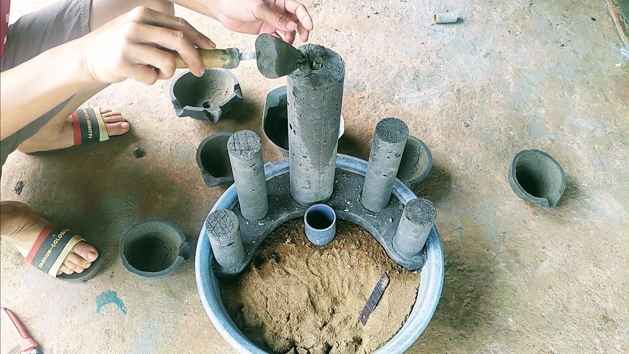 DIY / waterfall with beautiful cement and sand - YouTube