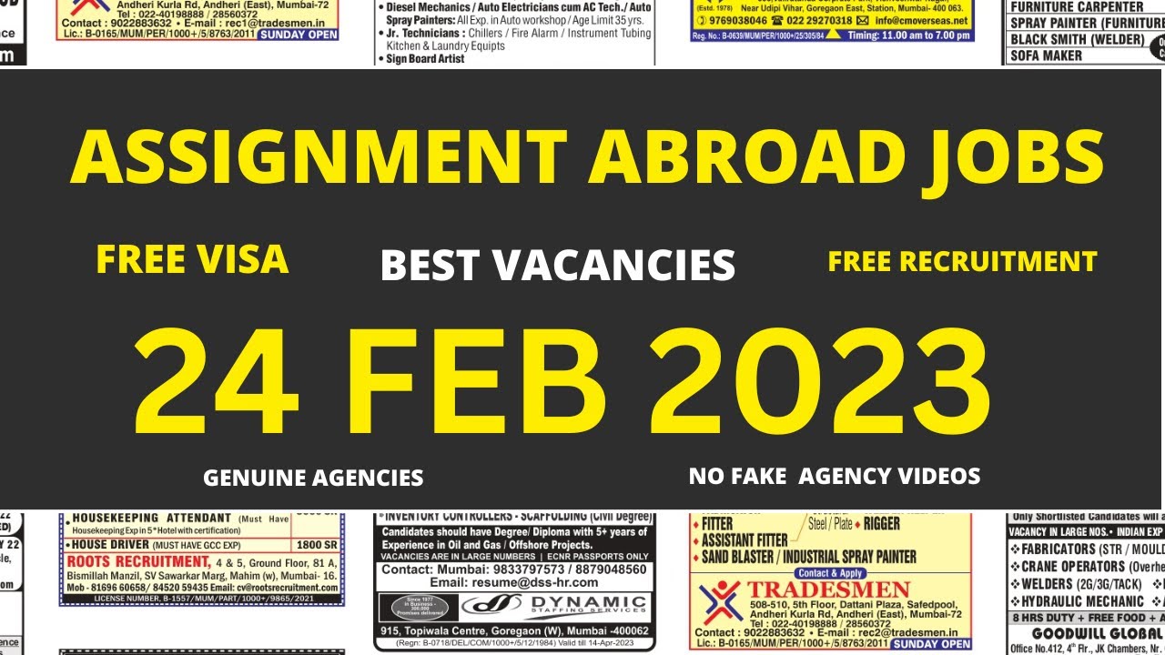 Assignment Abroad Times Today. 24 Feb 2023, Gulf Jobs Vacancies ...