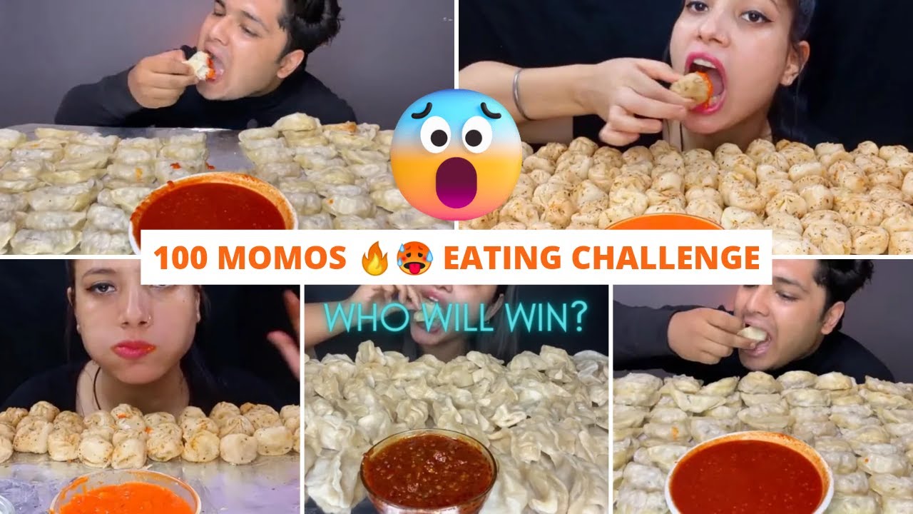 100 MOMOS 🔥🥵 EATING CHALLENGE | 100 DUMPLINGS EATING CHALLENGE | EATING ...