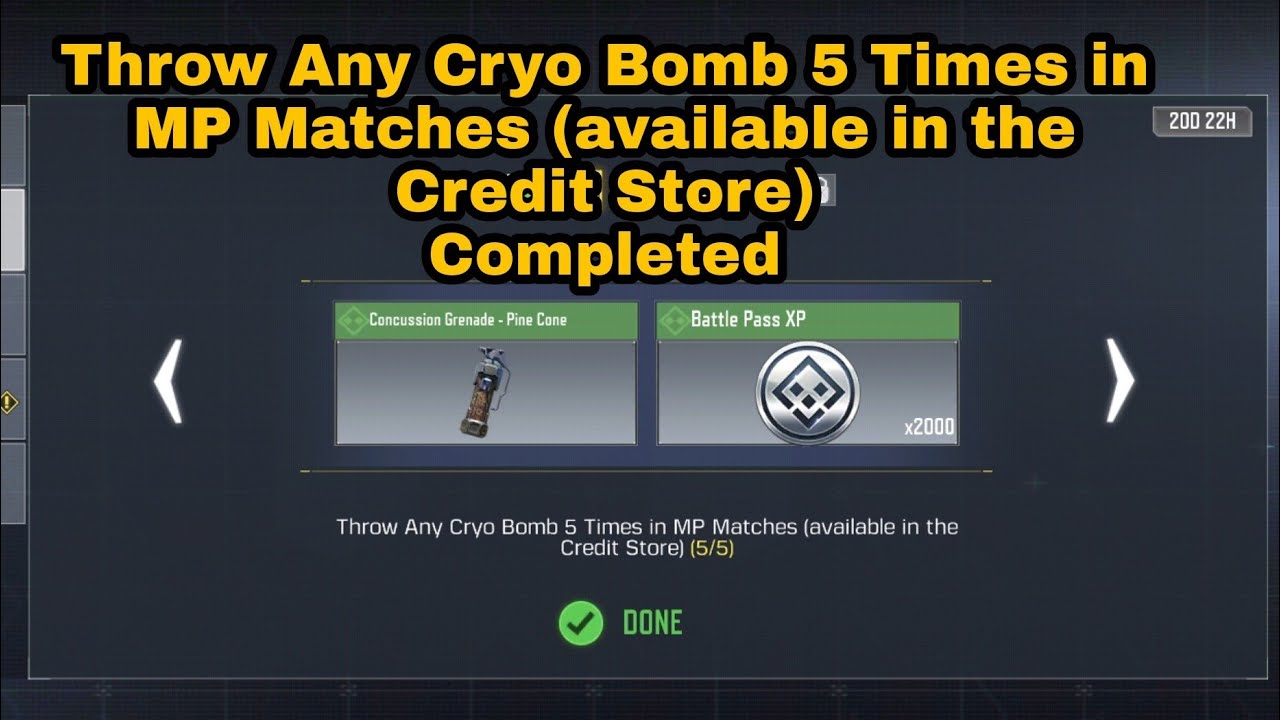 Throw Any Cryo Bomb 5 Times in MP matches | Restock COD Mobile - YouTube