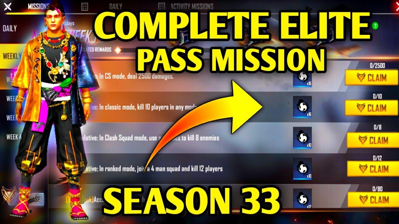 HOW TO COMPLETE ALL THE ELITE PASS MISSION EASILY OF SEASON 33 ELITE ...