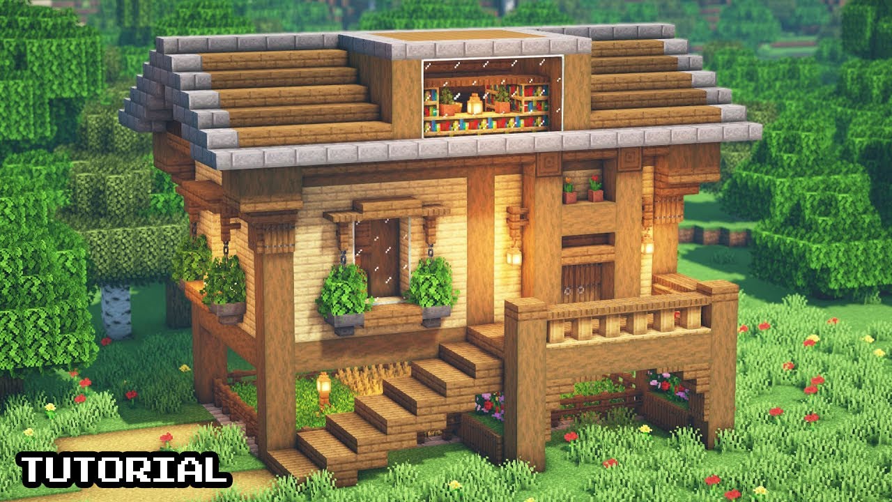 Minecraft : How to build a Cozy Survival Farm Wooden House Tutorial 🍠 ...