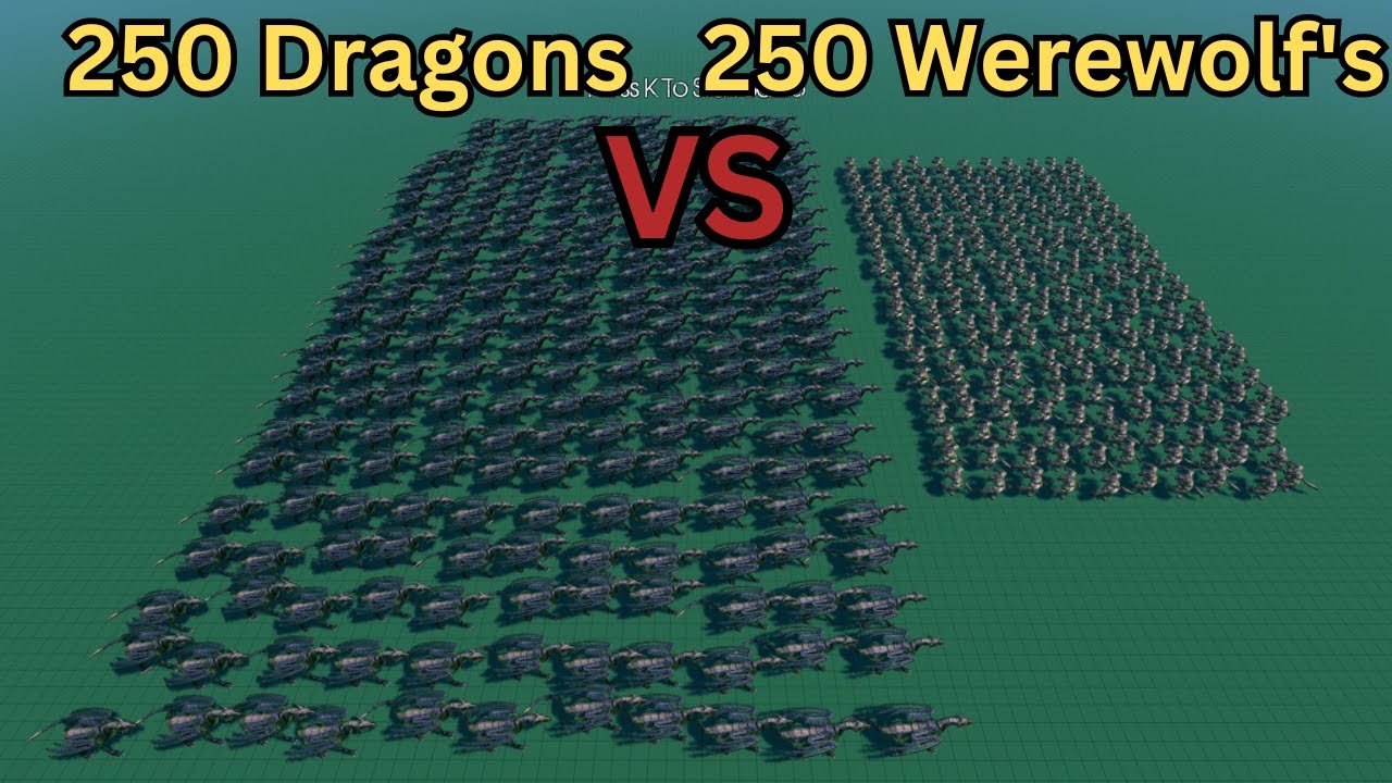 250 Dragons Versus 250 Werewolf's || Ultimate Epic Battle Simulator - YouTube