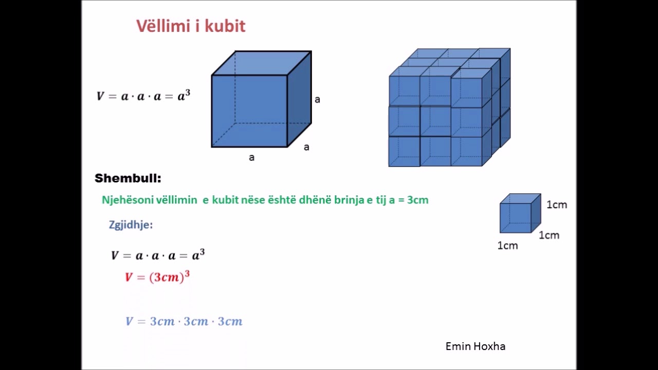 Vëllimi i kubit dhe kuboidit Emin Hoxha - YouTube