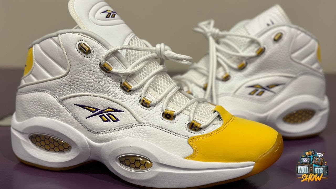 Detailed Look At The Reebok Question Mid "Yellow Toe" Sneakers - YouTube