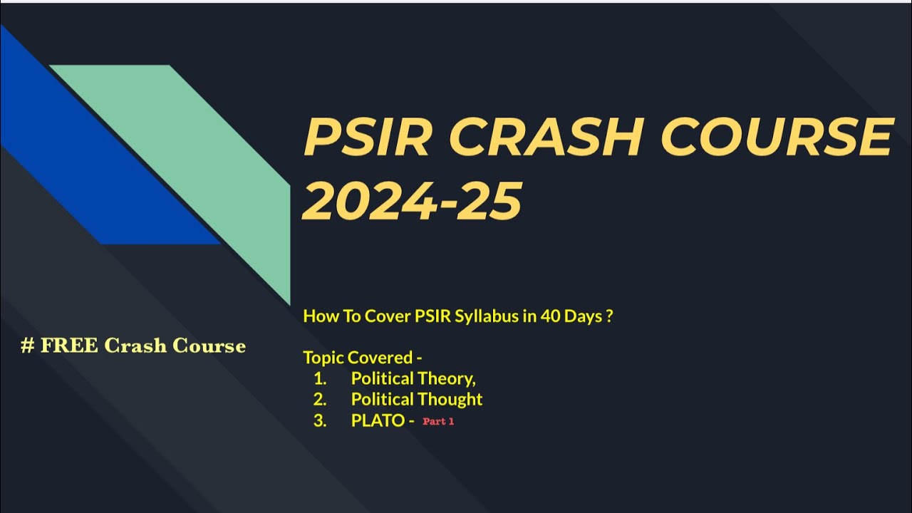 Political Science International Relations | Crash Course 2024-25 ...