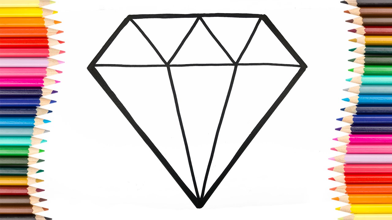 How to Draw a Diamond Step by Step Drawing. Glitter. - YouTube