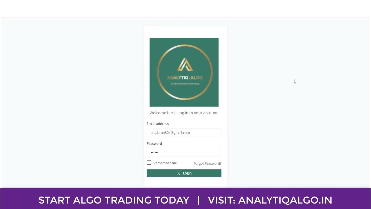 Analytiq Algo Web Based Algo Trading Fully Automatic Trading Youtube