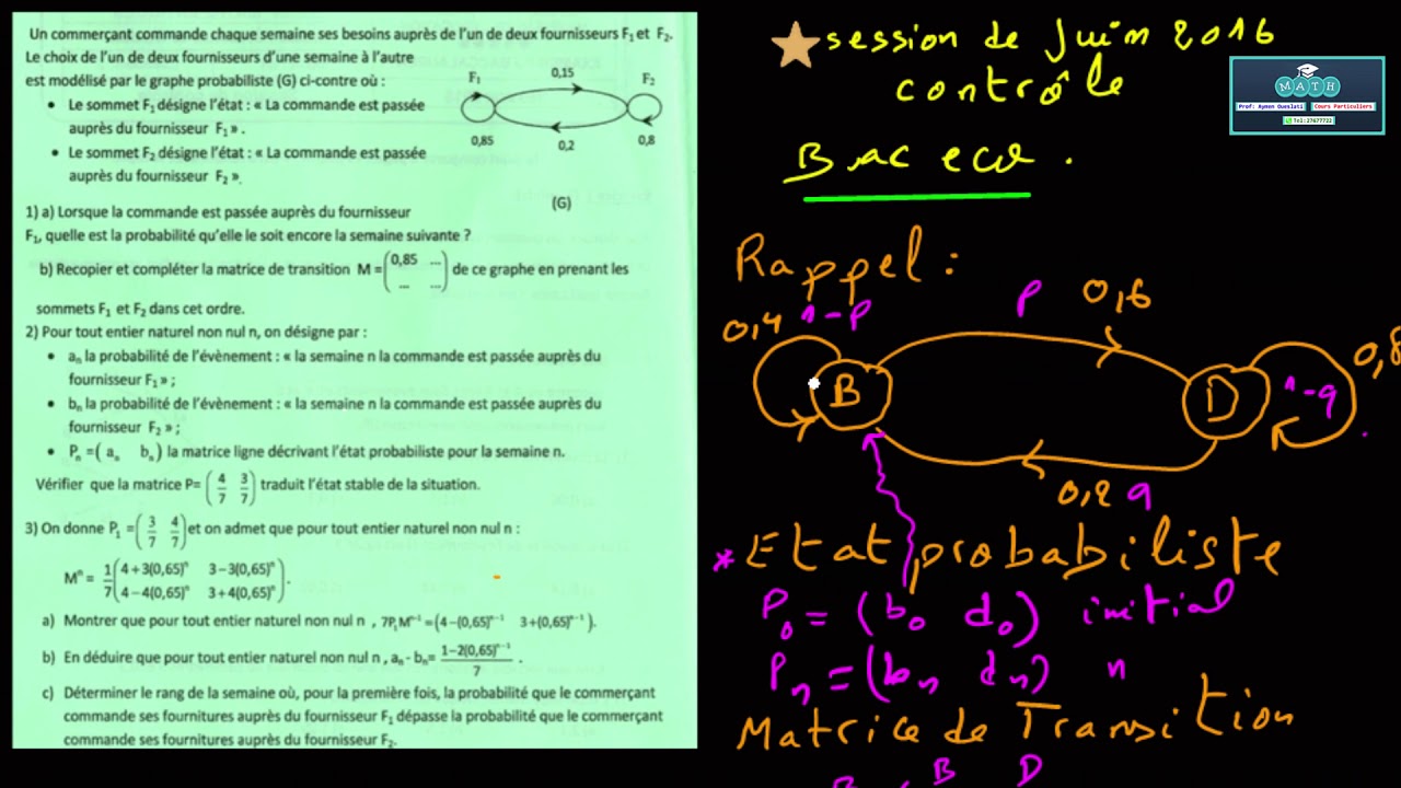 graphe probabiliste bac eco rappel de cours et correction d'exercice N ...