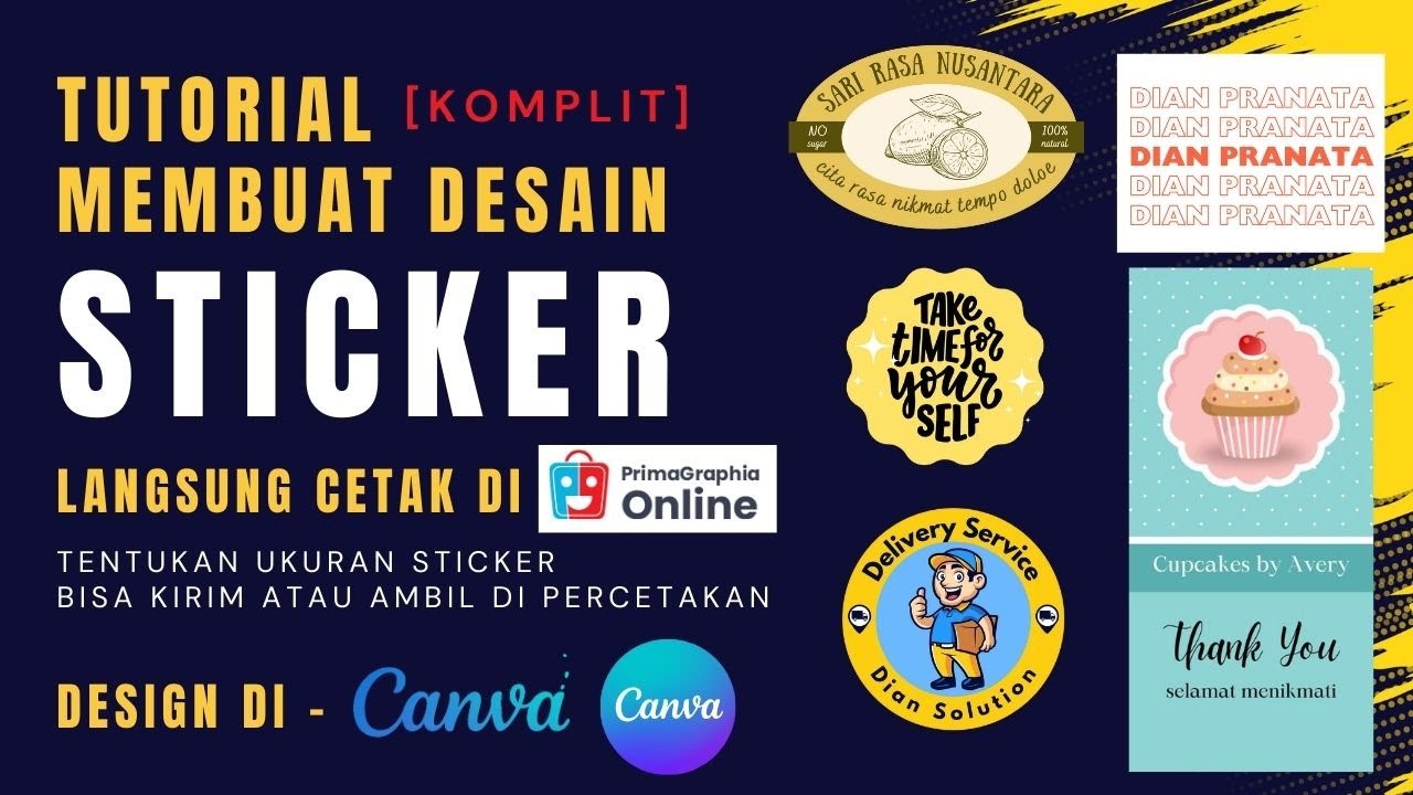 Membuat Desain STICKER di CANVA | setting ukuran | langsung CETAK di ...