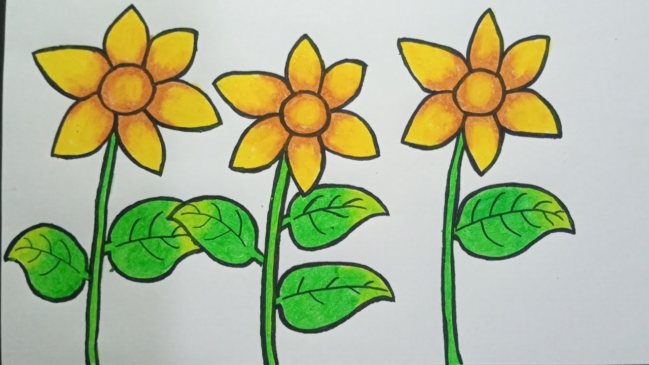 Cara menggambar bunga yang mudah - YouTube
