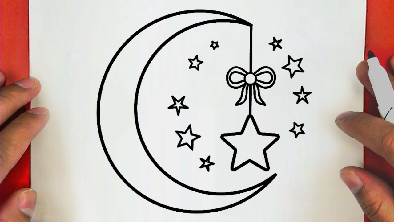 رسم هلال ونجمة رمضان كريم سهل خطوة بخطوة رسومات رمضان رسم سهل