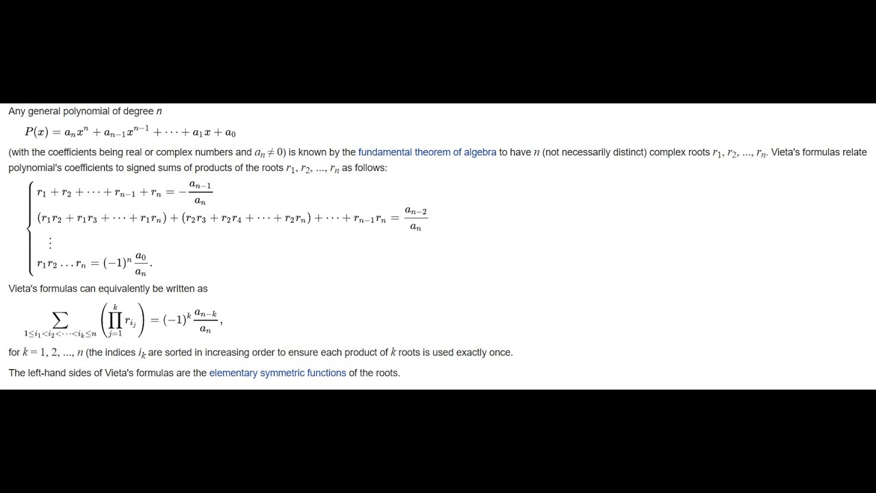 Vieta's Formulas and Polynomial Roots - YouTube