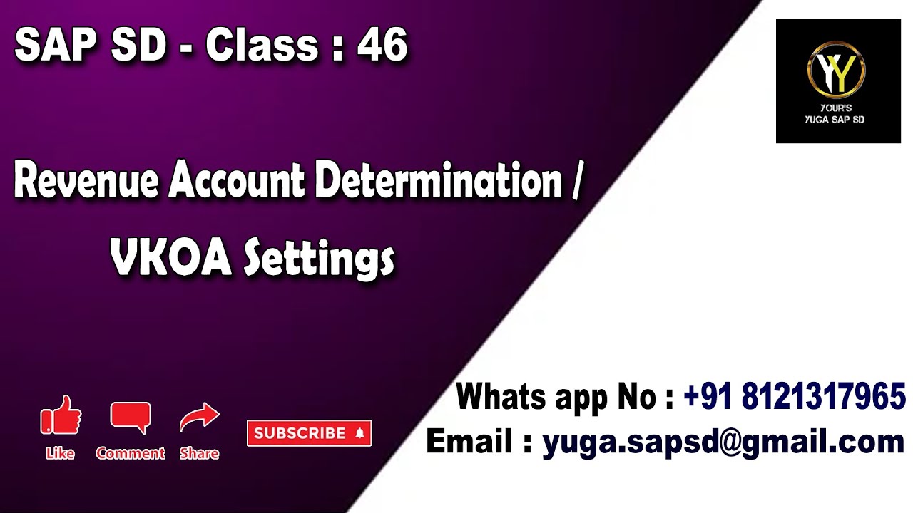 Sap Sd Class 46 Revenue Account Determination Vkoa Settings Your