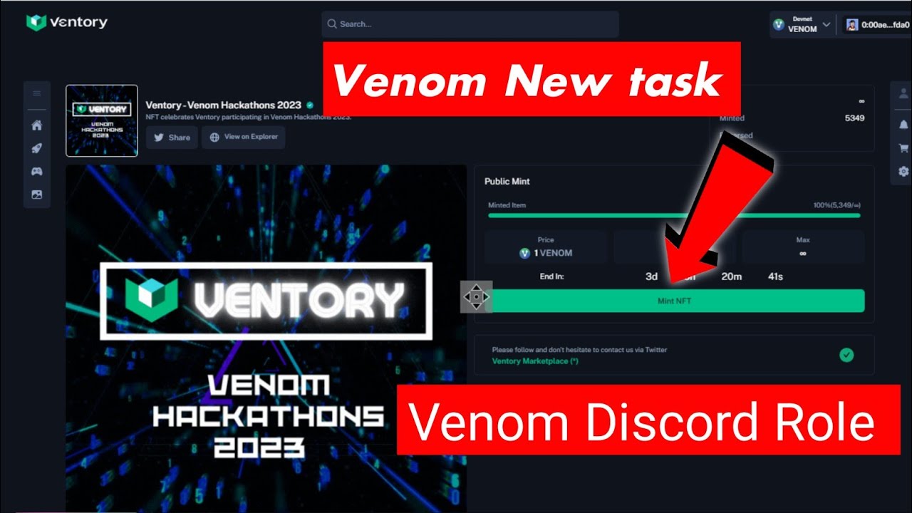 Venom New Task | Ventory - Venom Hackathons 2023 | Venom Family Role On Discord. - YouTube
