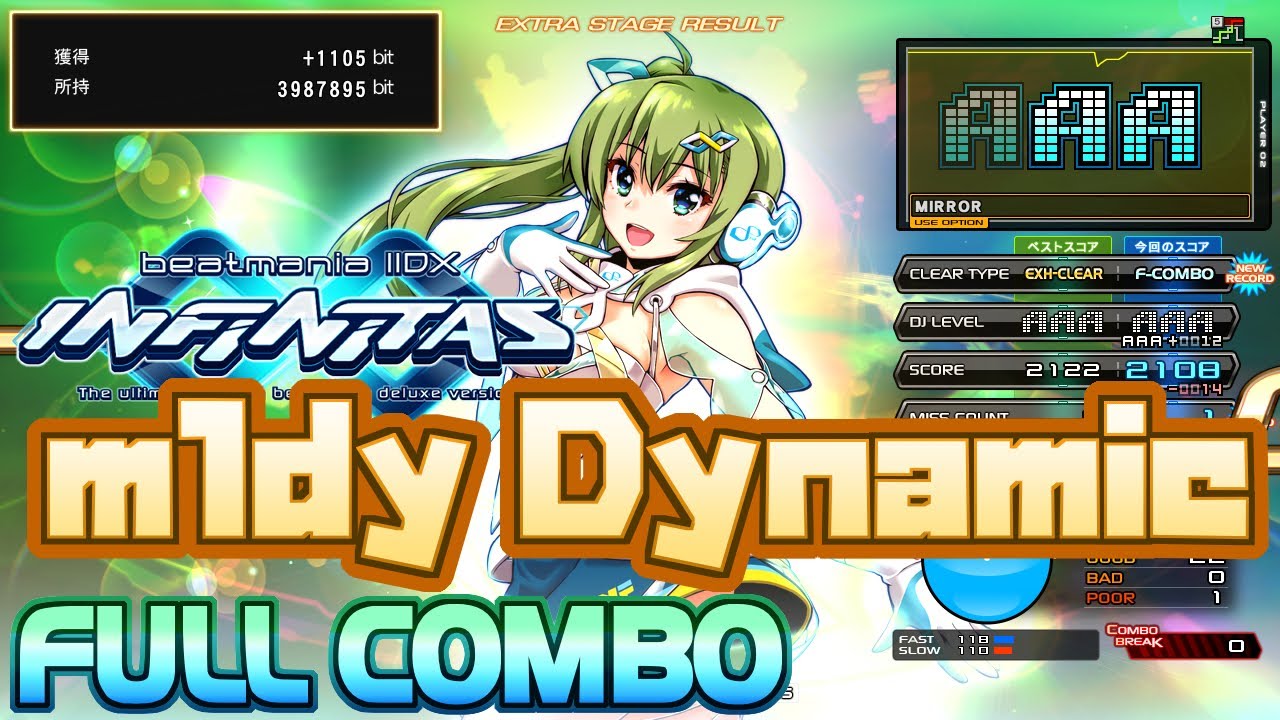 【beatmaniaIIDX INFINITAS】m1dy Dynamic FULL COMBO - YouTube
