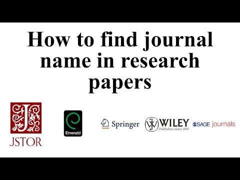How To Find The Journal Name On A Scientific Article