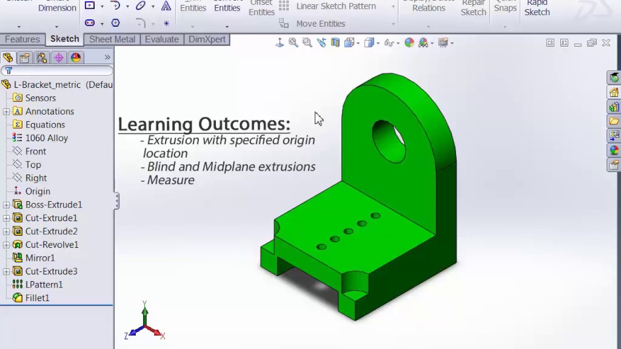Solidworks Basic Modelling Part I Youtube