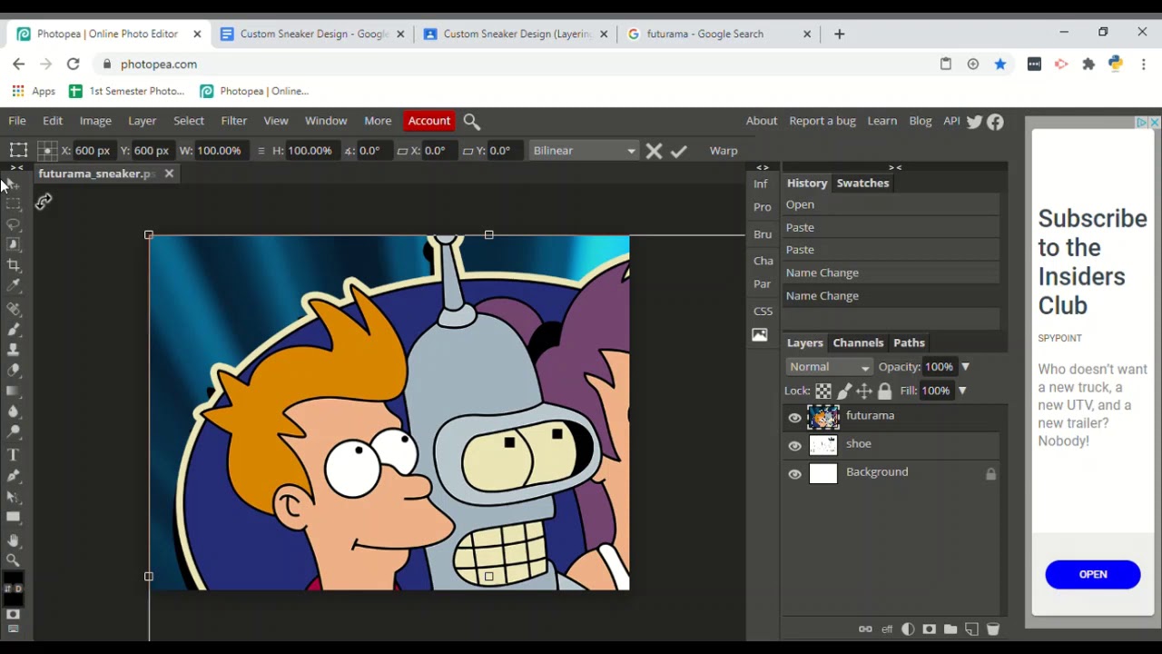 PhotoPea/Photoshop Custom Sneaker Design - YouTube