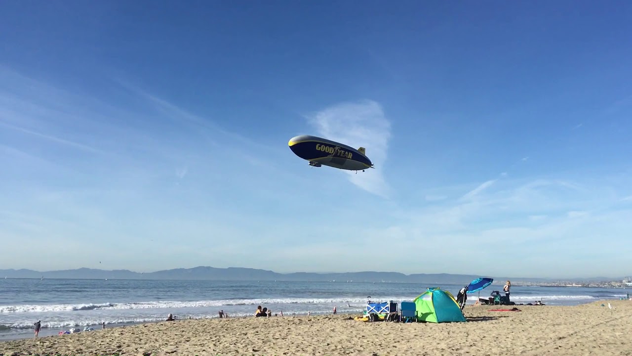 Goodyear blimp at Redondo Beach - California - YouTube