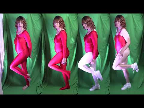 In red | #1 | Shiny red lycra leotard, tights, pantyhose, unitard