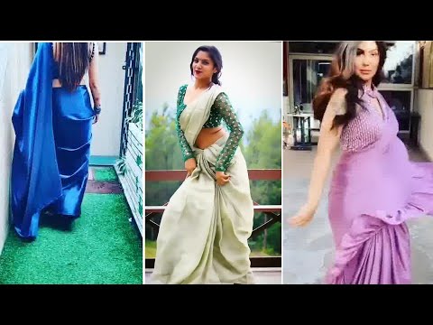 Girls in Satin Saree | Hot Dance with Silk satin Saree | Grouchy Channel | #27
