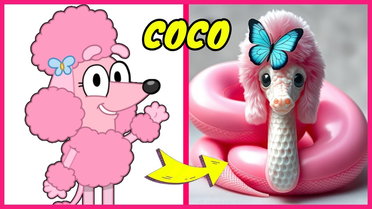 Bluey Characters As Snakes 🐍🐩+ Guess The Mouth Quiz + Their Favorite ...