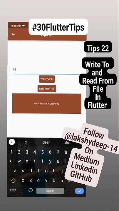 FT22 Write To & Read From File In Flutter | #30flutterTip #lakshydeepVikram #flutter - YouTube