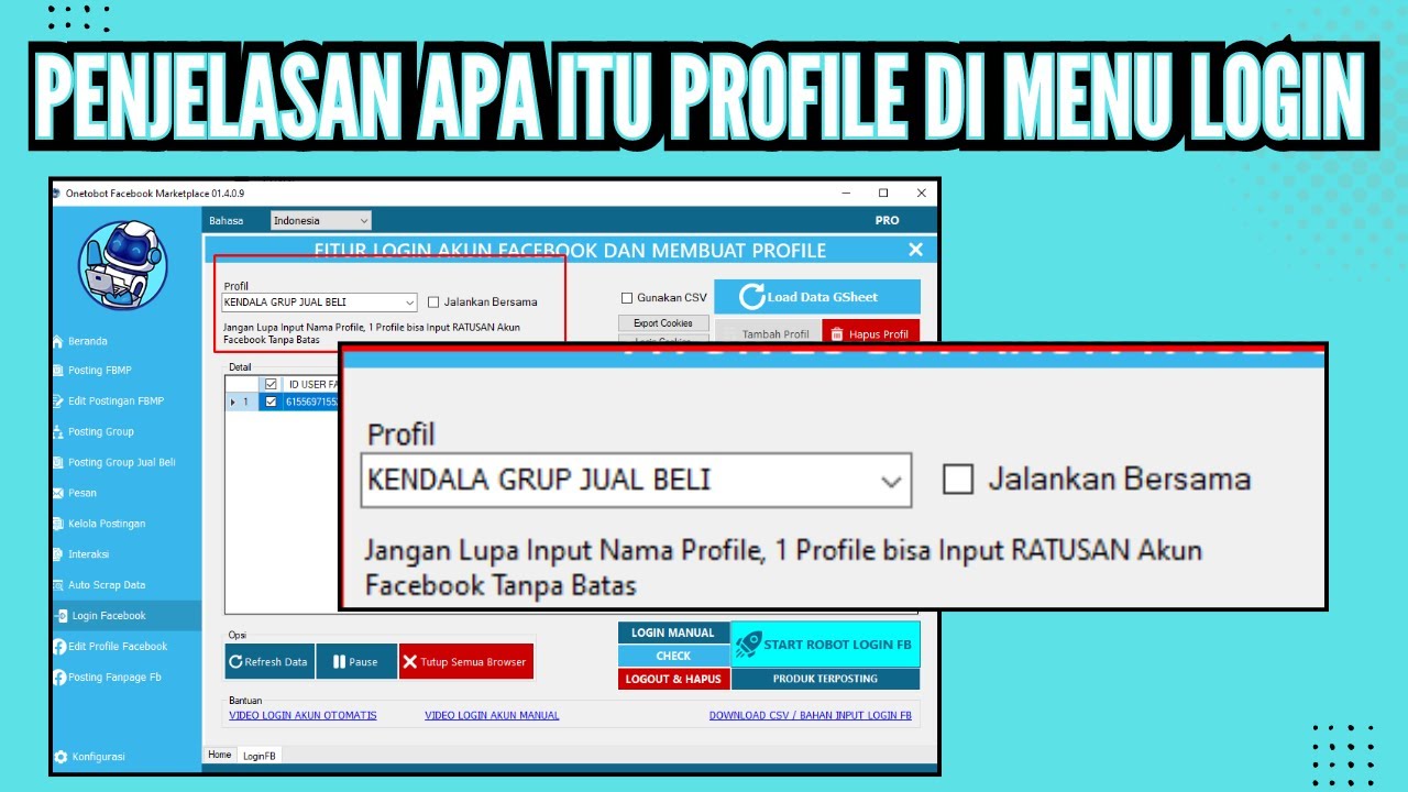 🔵PENJELASAN APA ITU PROFILE AKUN DI MENU LOGIN AKUN FACEBOOK TOOLS ...