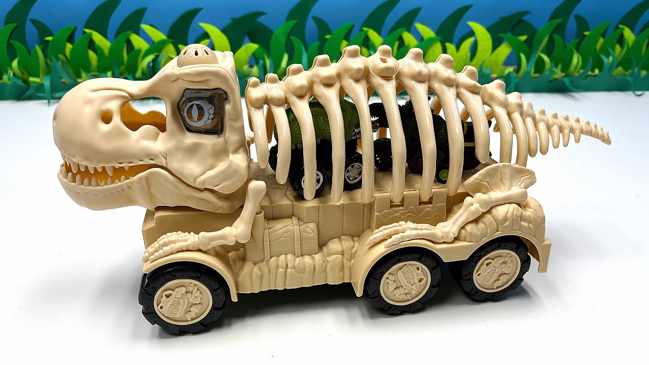 New Dinosaur Truck | Tyrannosaurus Bone Truck With 2 Dino Vehicles ...