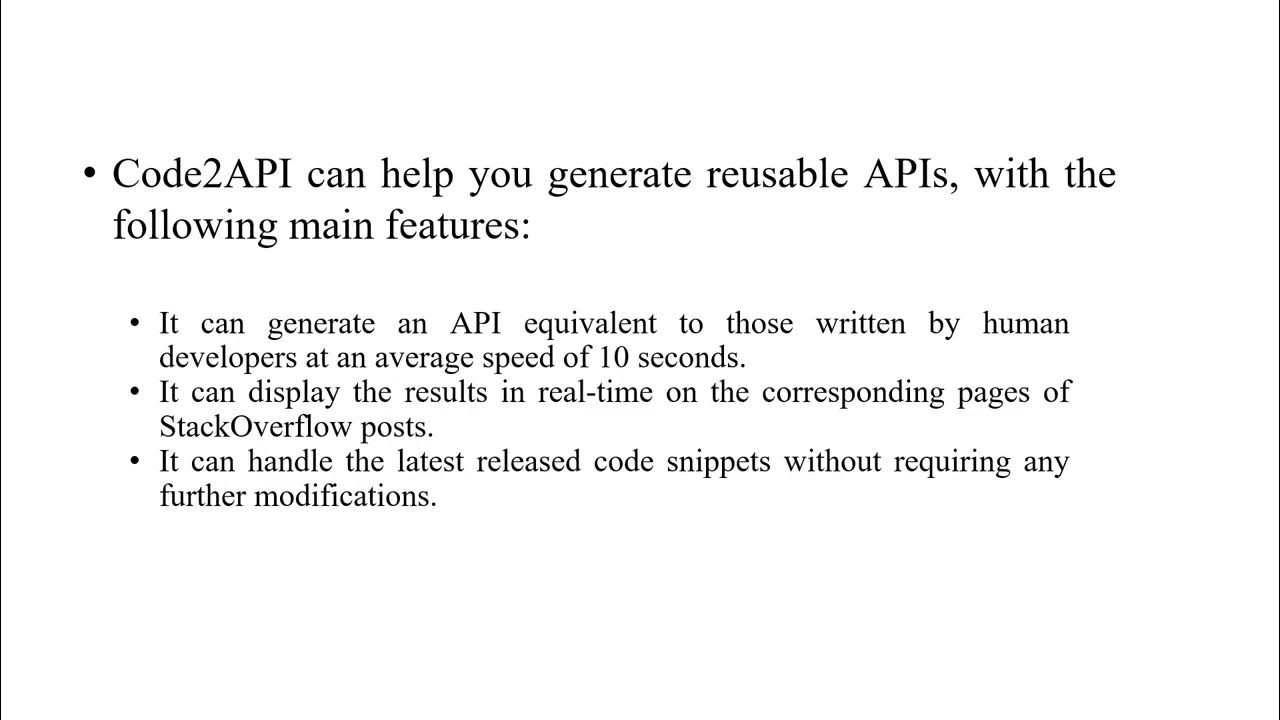 Code2API: A Tool for Generating Reusable APIs from Stack Overflow Code Snippets - YouTube