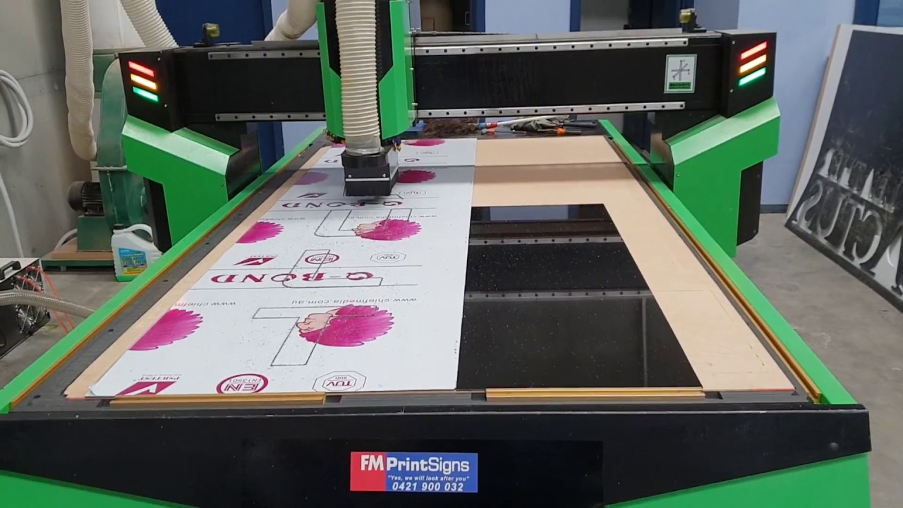 CNC ROUTER CUTTING aluminum composite FM Print Signs Melbourne - YouTube