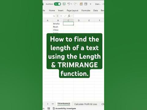 Find length of a text using the Length & TRIMRANGE function. #excel #exceltips #shorts ...