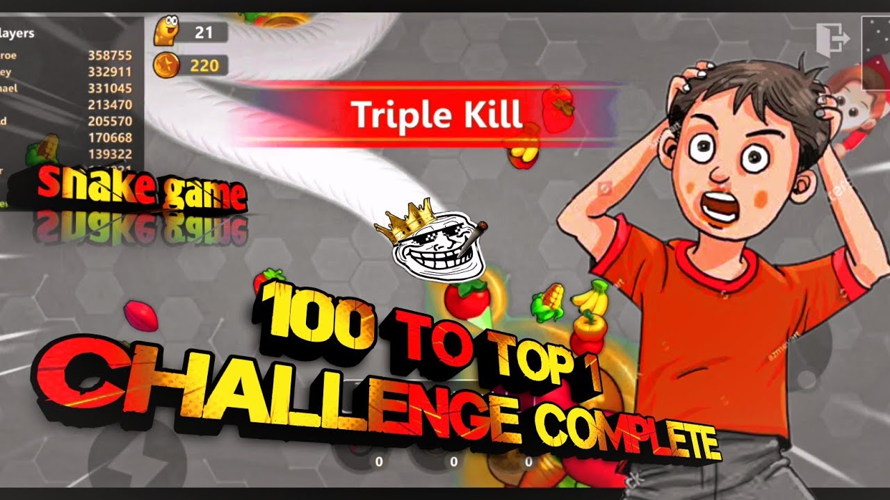 Snake game challenge top 100 to top 10 challenge complete this video ...